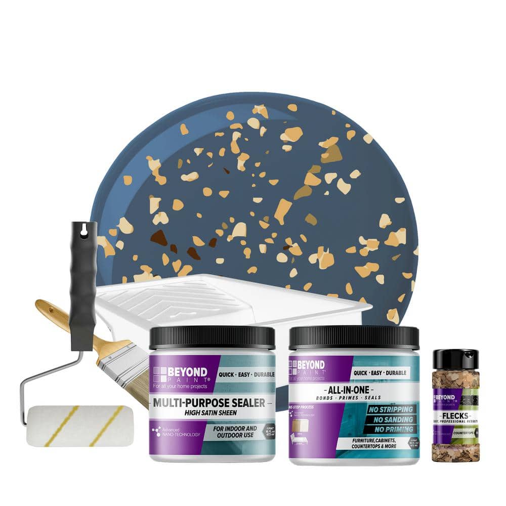 BEYOND PAINT Deep Blue Flat Countertop Kit and Autumn Flecks BP63 - The ...