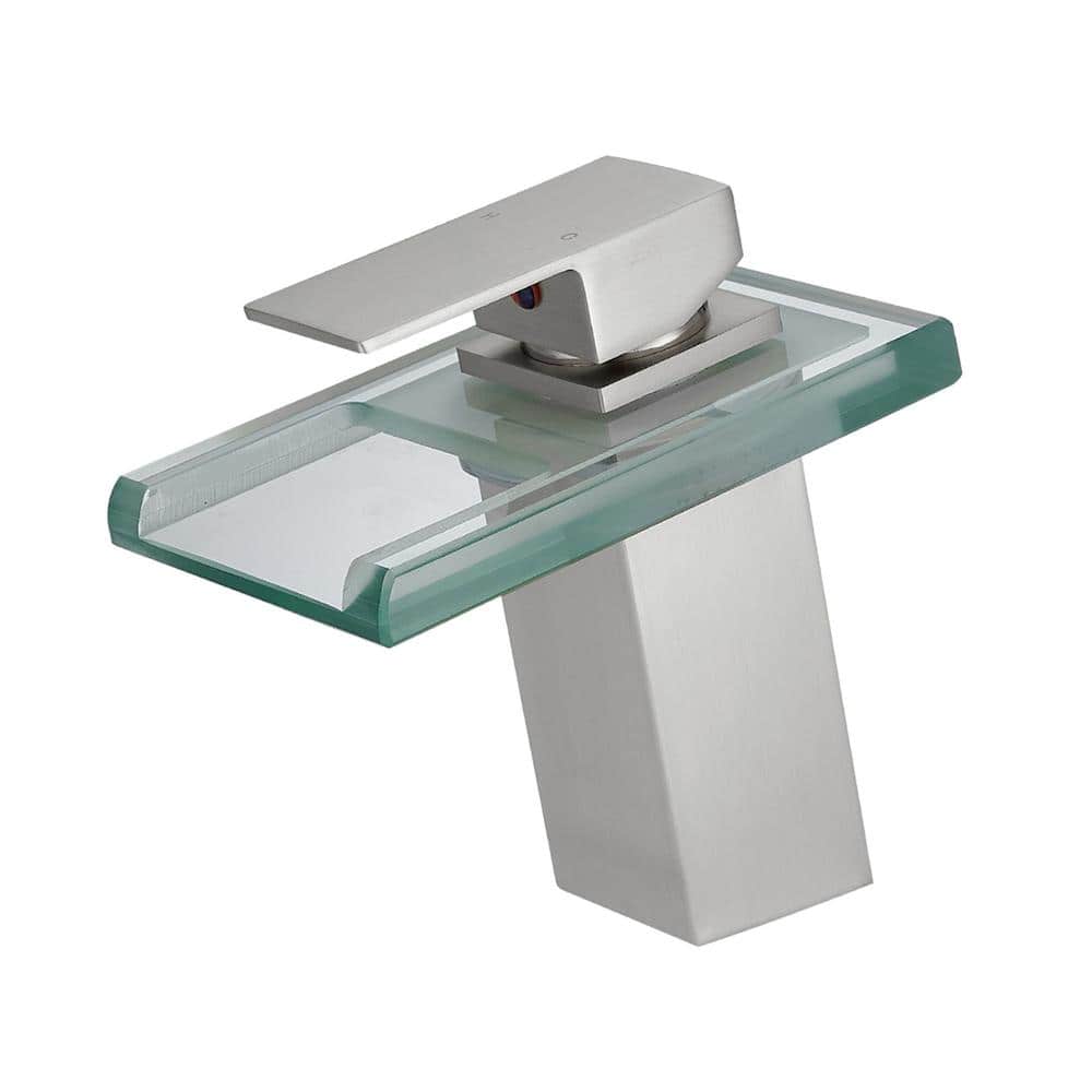 AIMADI Single Handle Single Hole Waterfall Bathroom Faucet with LED ...