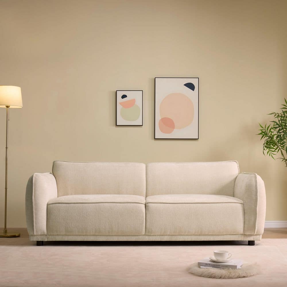 Harper & Bright Designs 84 in. Round Arm 3-Seater Modern Fabric ...