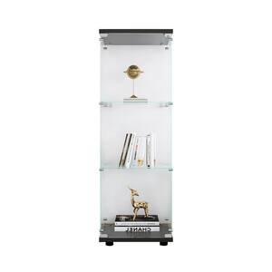 5-Tier Black Wall-Mounted Display Cabinet Decorative Box, Glass Display ...