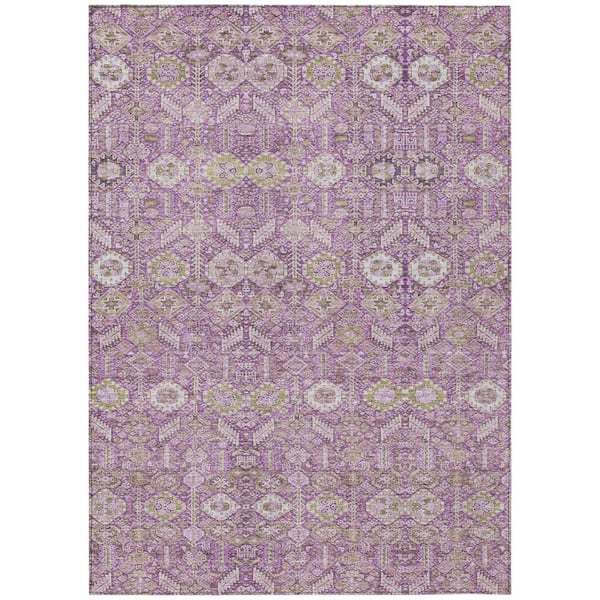 HomeRoots Lavender and Ivory 5 ft. x 8 ft. Woven Floral Rectangle ...