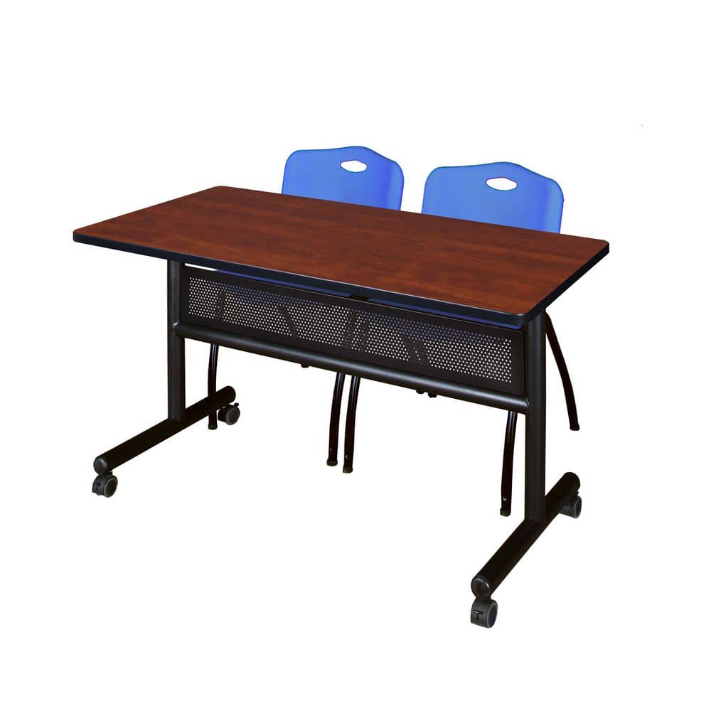Regency Kobe 48 in x 24 in. Cherry Flip-Top Privacy Nesting Table Desk ...