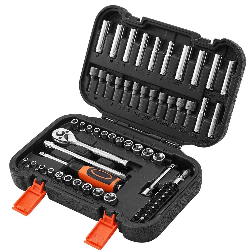 SKYSHALO Socket Set, 1/4 in. Drive Socket and Ratchet Set, Mechanic ...