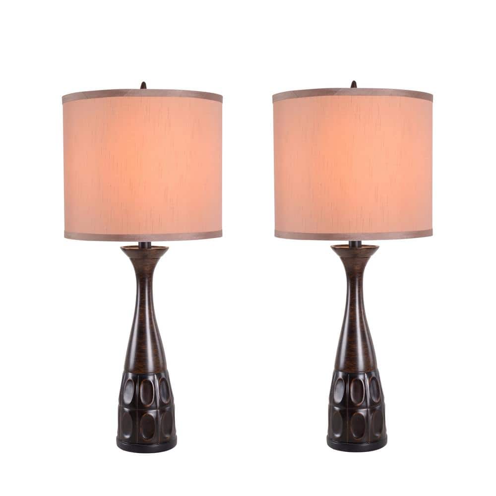 Kenroy Home Jules 27 in. Mahogany Bronze Table Lamp Set (2-Pack ...