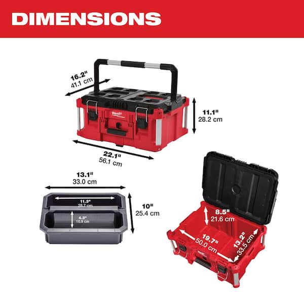 Milwaukee PACKOUT 22 in. Rolling Tool Box, 22 in. Large Tool Box and 22 ...