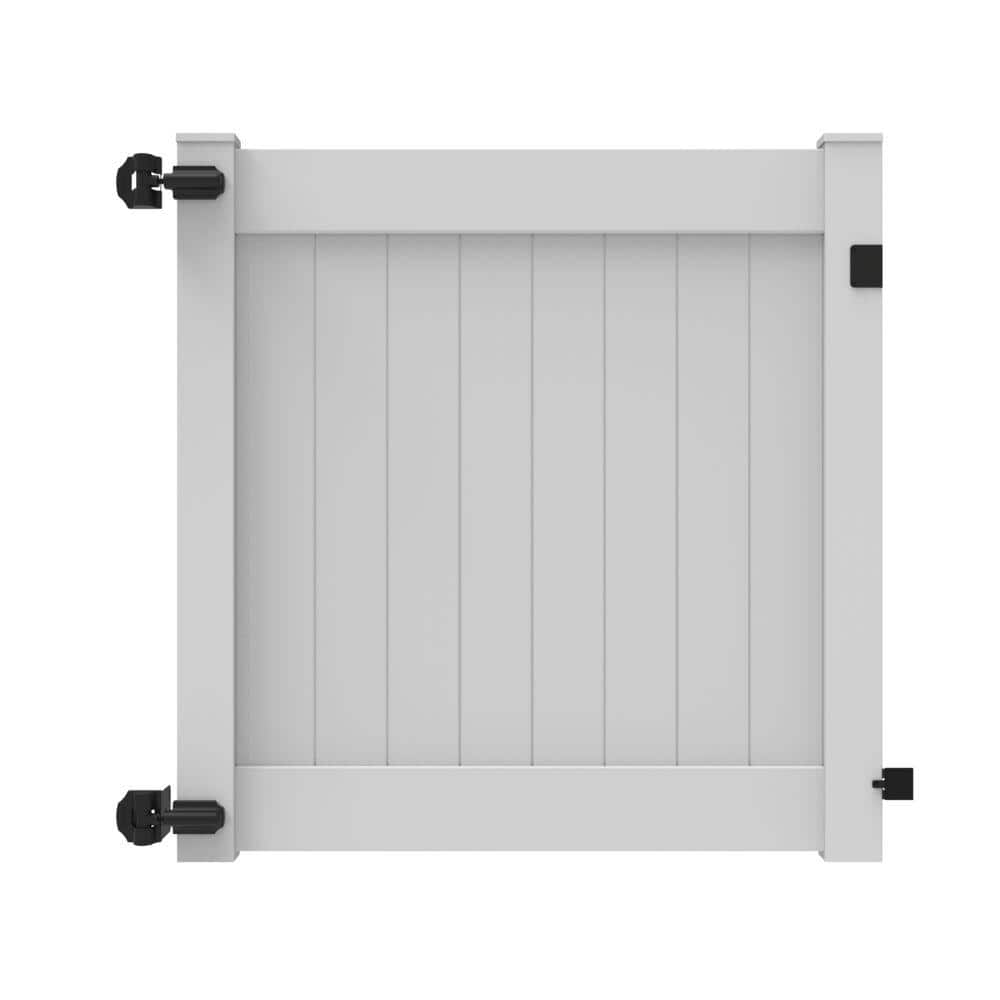 Veranda Linden 5 ft. W x 5 ft. H White Vinyl Un-Assembled Fence Gate ...