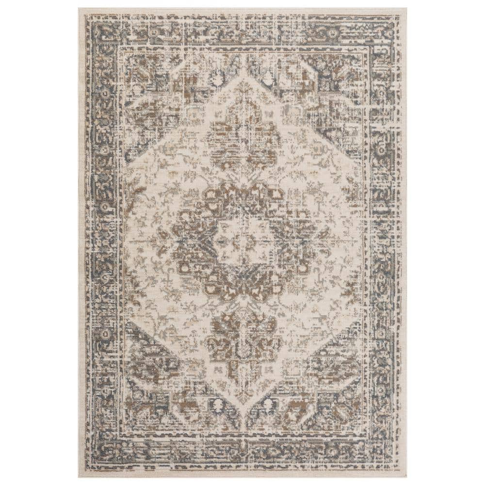Amer Rugs Alpine 2 x 3 Light Beige Medallion Pattern Area Rug for High ...