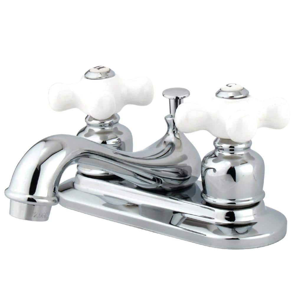 Kingston Brass Restoration 4 in. Centerset Bathroom Faucet in Polished ...