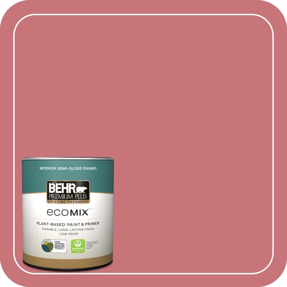BEHR PREMIUM PLUS 1 qt. #140D-5 Rose Chintz Semi-Gloss Enamel EcoMix ...