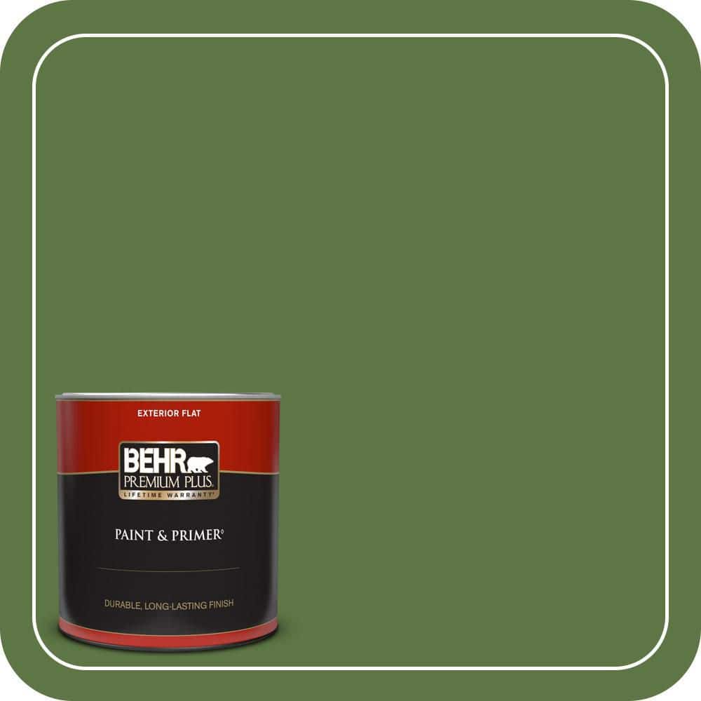 BEHR PREMIUM PLUS 1 qt. #420D-7 Dill Pickle Flat Exterior Paint ...