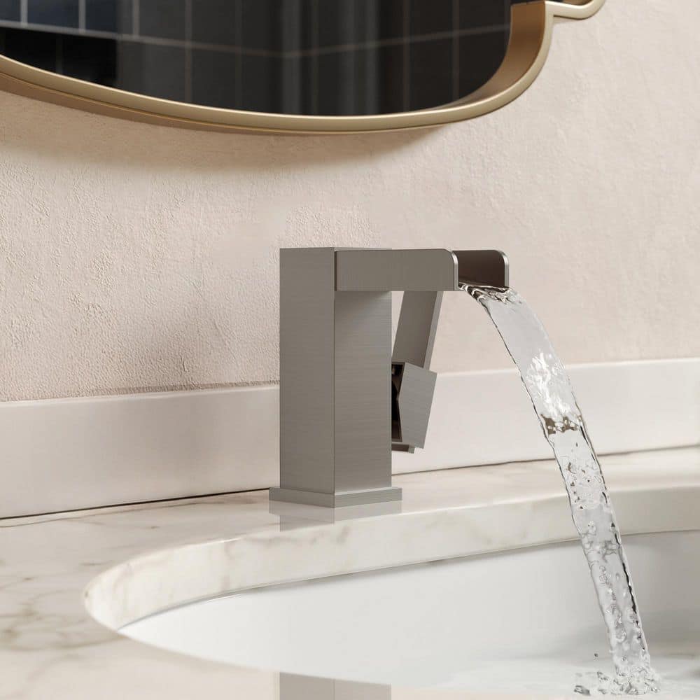 GRANDJOY LED Mid Arc 8 in. Widespread Single Handle Bathroom Faucet 1.8 ...