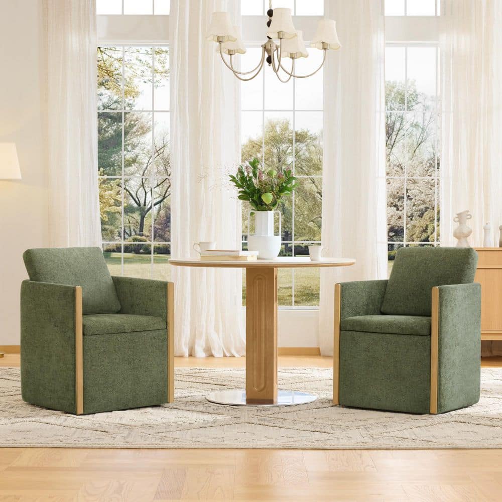 Spruce & Spring Tessa Green Fabric Modern Upholstered Dining Chairs ...