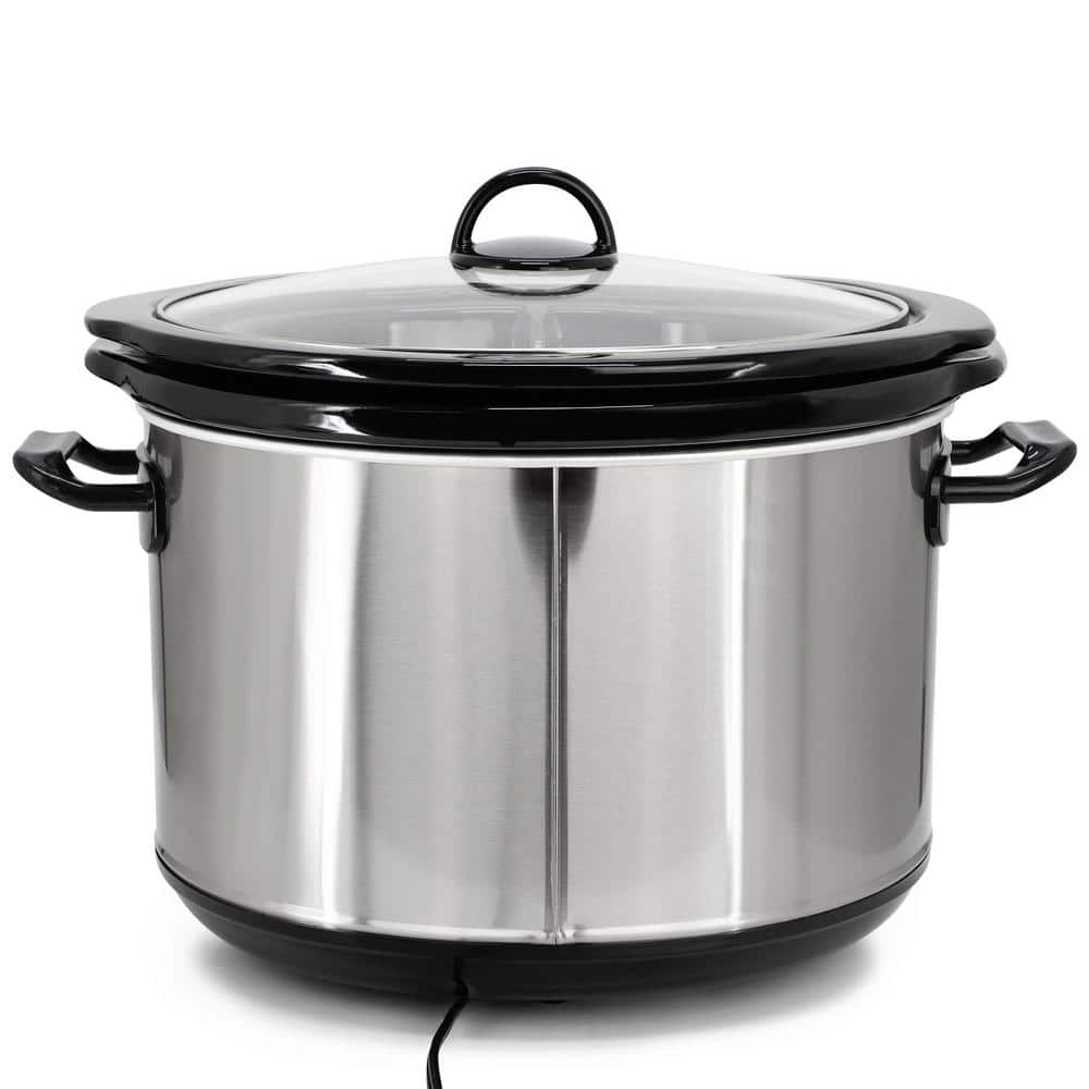 MegaChef 5. 9Qt. + 2. 6Qt. Split Stainless Steel Electric Slow Cooker ...