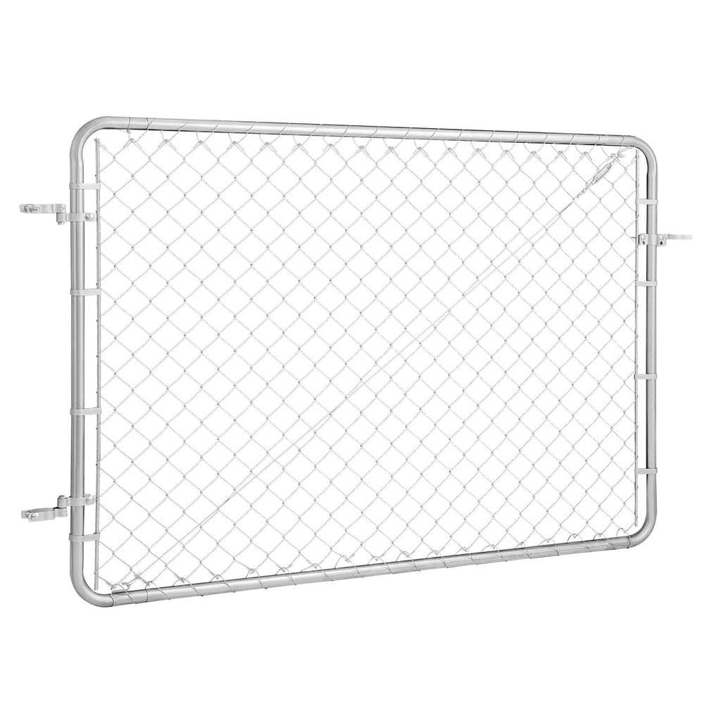 SKYSHALO Chain Link Fence Gate, 72 x 48 in. Metal Adjustable Chain Link ...