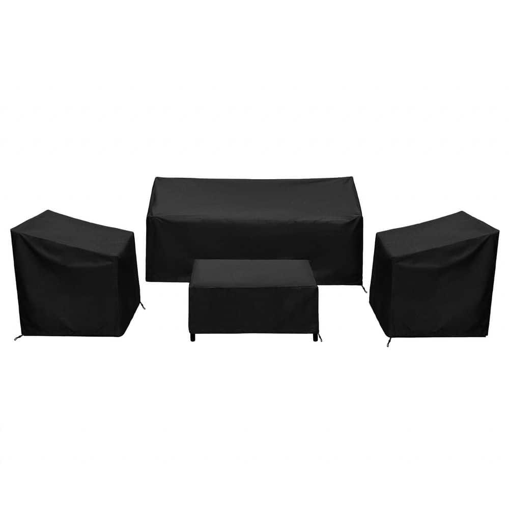 SenQWFa XX-Large Black 4-Piece Patio Furniture Set Cover, Waterproof ...