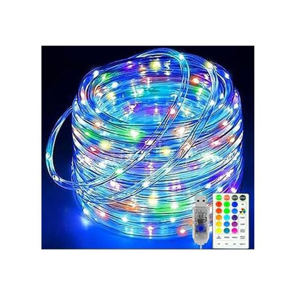 OBJLGEV 33ft. Indoor/Outdoor 19 Colors USB Integrated LED Rope light 1 ...