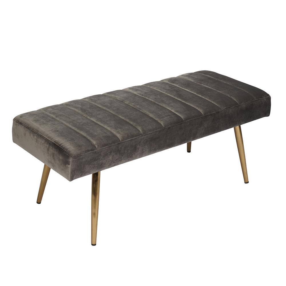 Homy Casa Upholstered Bench Gray Fabric (46 in. x 18 in. x 18 in ...