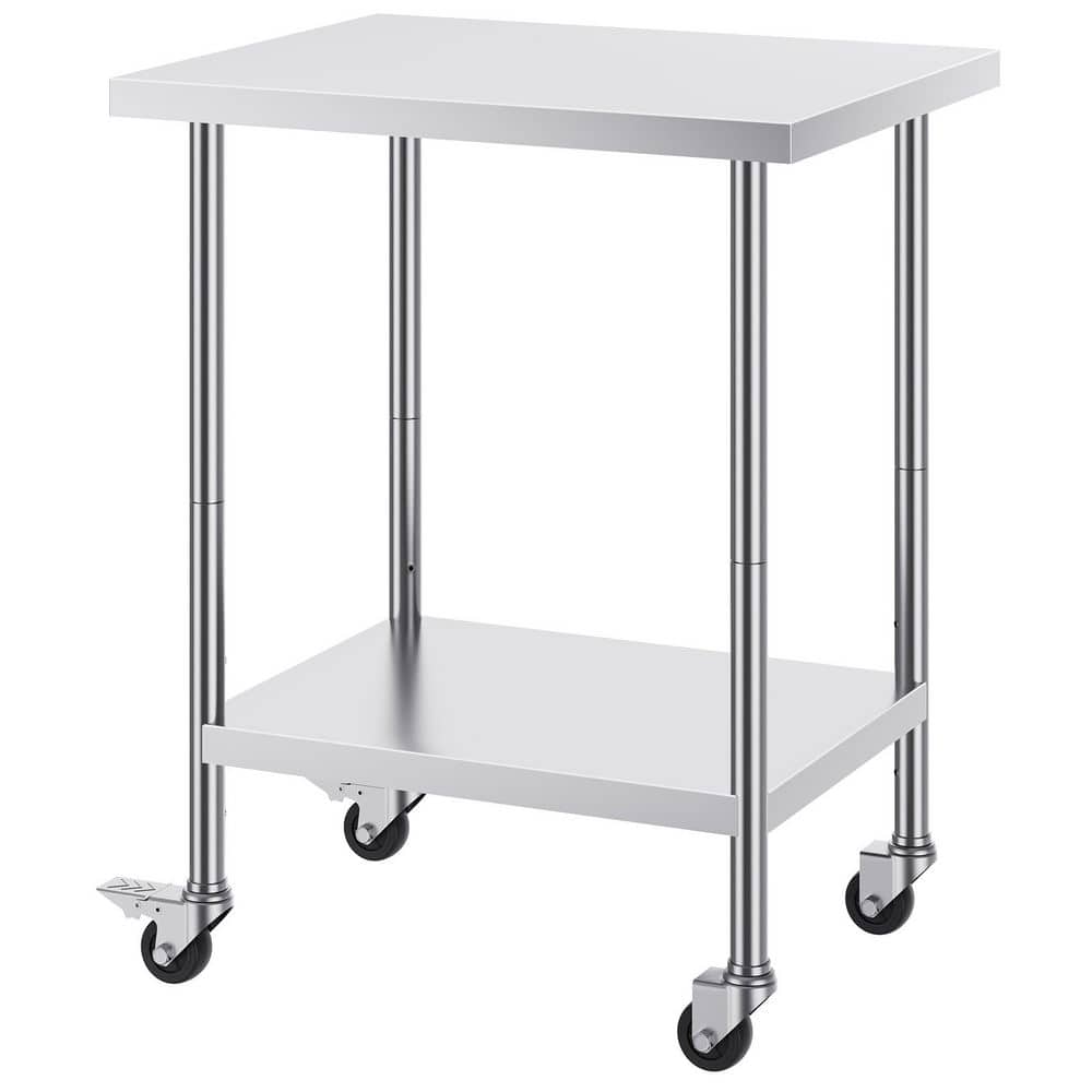 SKYSHALO Stainless Steel Work Table 24 x 30 x 38 In. Silver Kitchen ...