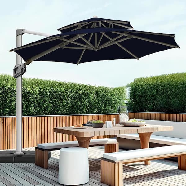 PASAMIC 11ft. 2 Tiers Aluminum Patio Umbrella Offset Cantilever ... PASAMIC 11ft. 2 Tiers Aluminum Patio Umbrella Offset Cantilever ...