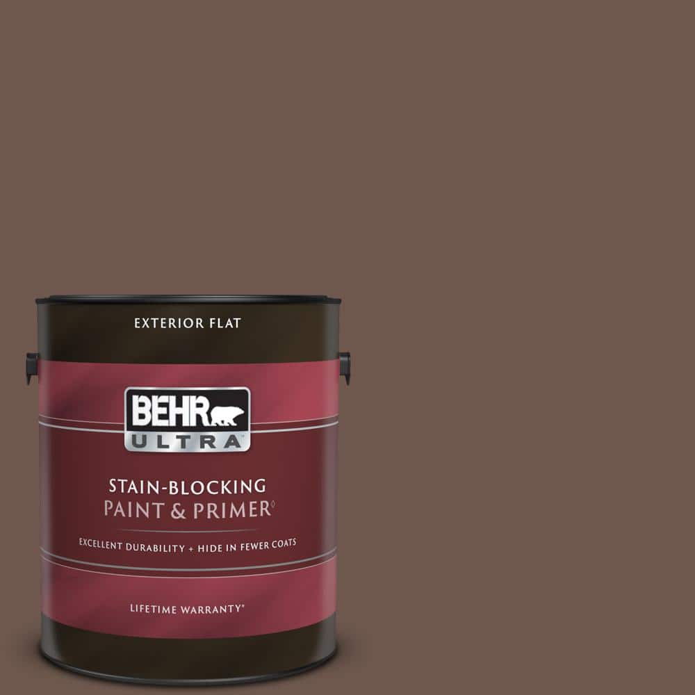 BEHR ULTRA 1 gal. #N170-6 Natural Bark Flat Exterior Paint & Primer ...