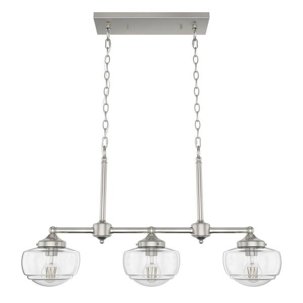Hunter Saddle Creek 3-Light Brushed Nickel Schoolhouse Chandelier with ...
