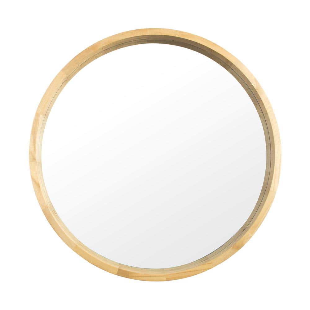 Hooseng Venas 30 in. W x 30 in. H Wooden Round Framed Wall Bathroom ...