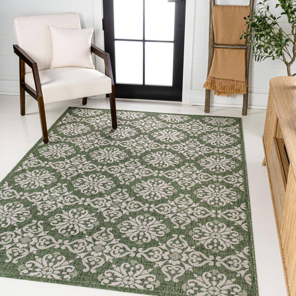 JONATHAN Y Amora Traditional Mediterranean Tile Design Green/Cream 5 ft ...