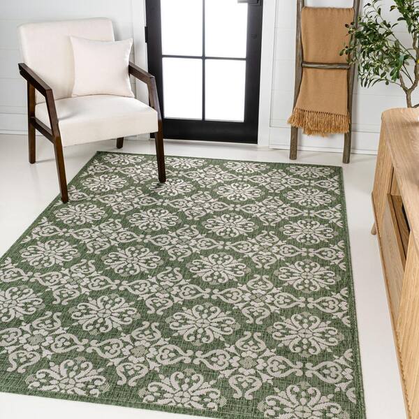 JONATHAN Y Amora Traditional Mediterranean Tile Design Green/Cream 8 ft ...