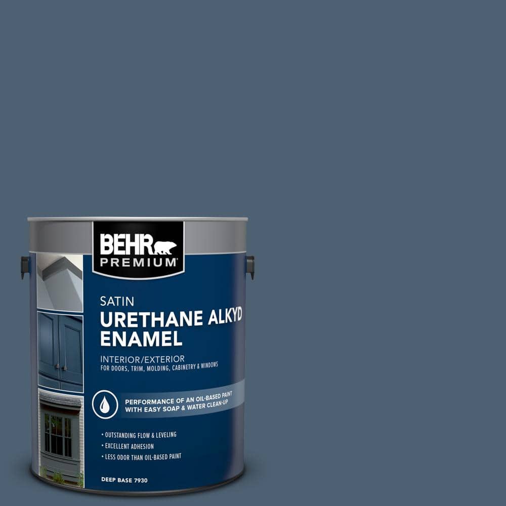 BEHR PREMIUM 1 gal. #PPU14-19 English Channel Urethane Alkyd Satin ...