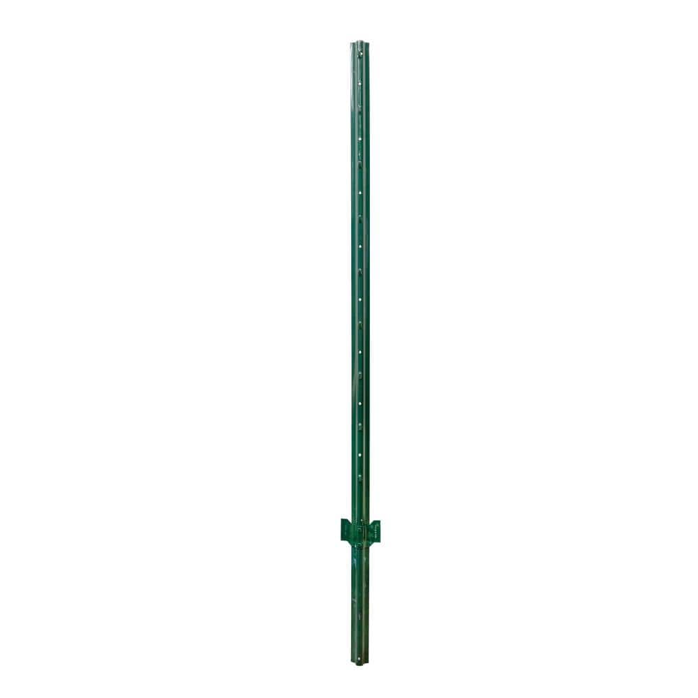 Everbilt 1.25 in. x 0.75 in. x 3 ft. Green 14-Gauge Steel U-Fence Post ...