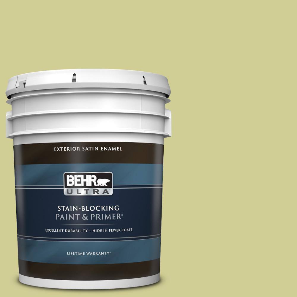 BEHR ULTRA 5 gal. #M340-4 Wasabi Satin Enamel Exterior Paint & Primer ...
