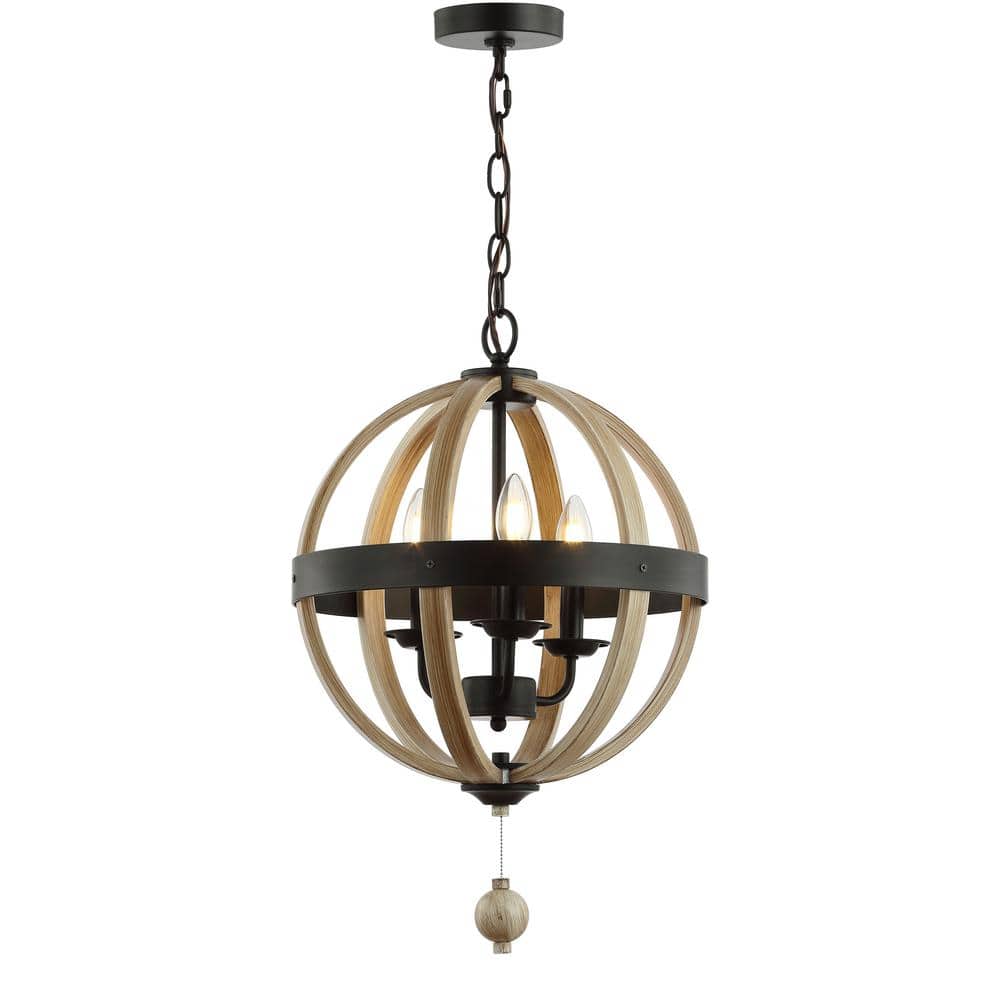 SAFAVIEH Moshe 4-Watt 3-Light Black Pendant-Light with Iron Shade ...