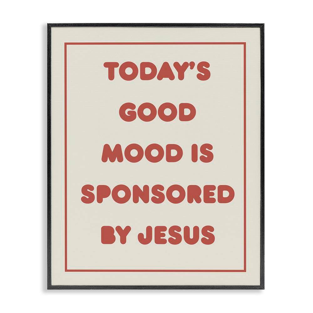 Stupell Industries Good Mood by Jesus by Daphne Polselli Black Framed Religious Giclee Art Print ...