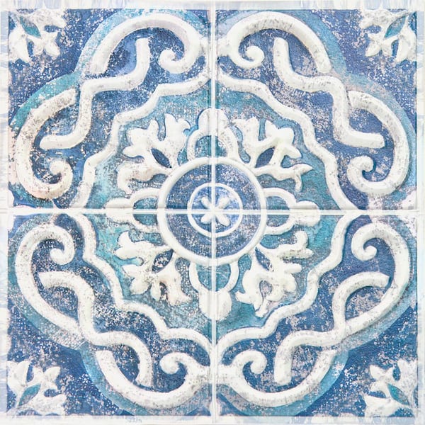 WallPOPs Ada Blue Embossed 10 in. W x 10 in. H PVC Peel and Stick Tile ...