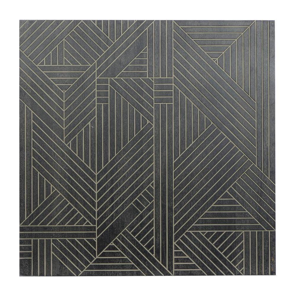 Litton Lane Wood Black Linear Geometric Wall Decor 042211 - The Home Depot
