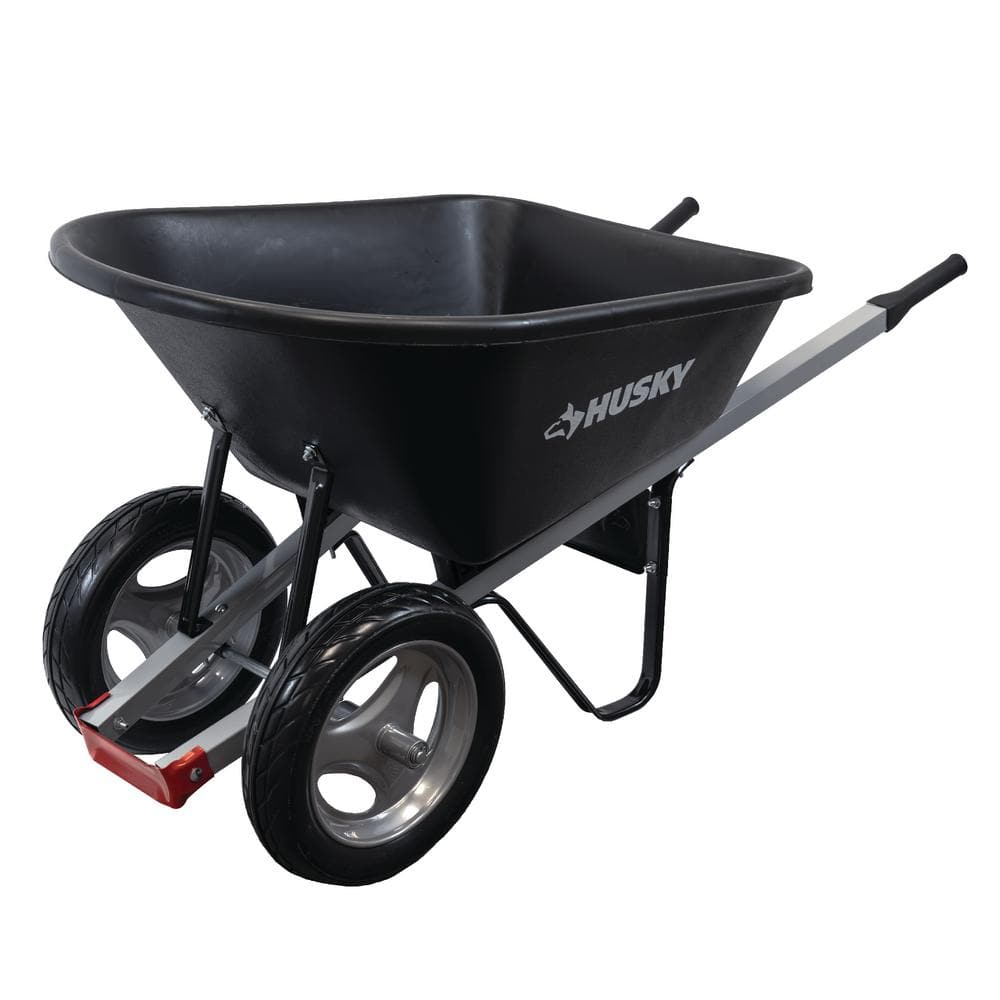 Husky 6 cu. ft. Poly Dual FF Wheelbarrow 35287 - The Home Depot
