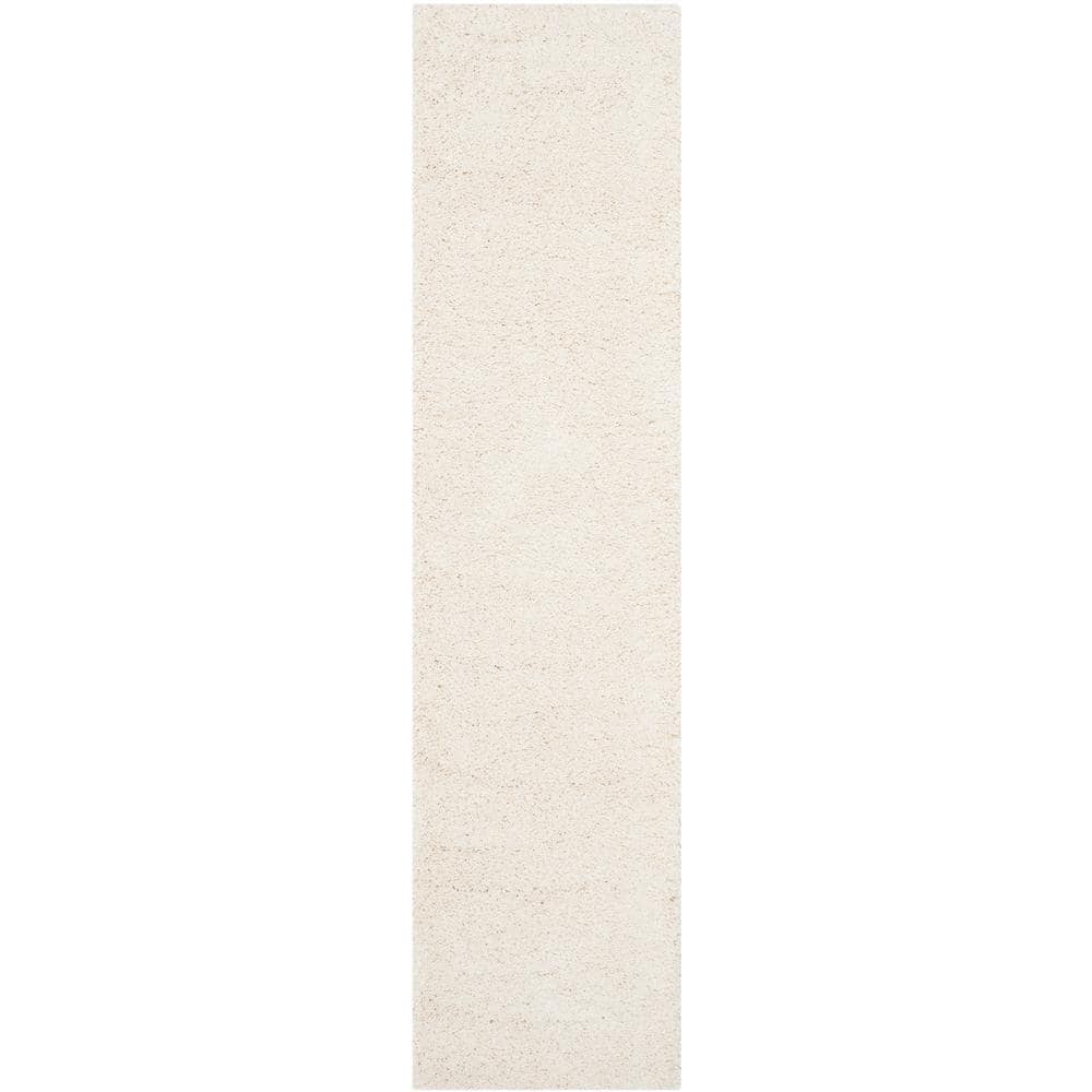 SAFAVIEH Milan Shag 2 ft. x 14 ft. Ivory Solid Runner Rug SG180-1212 ...