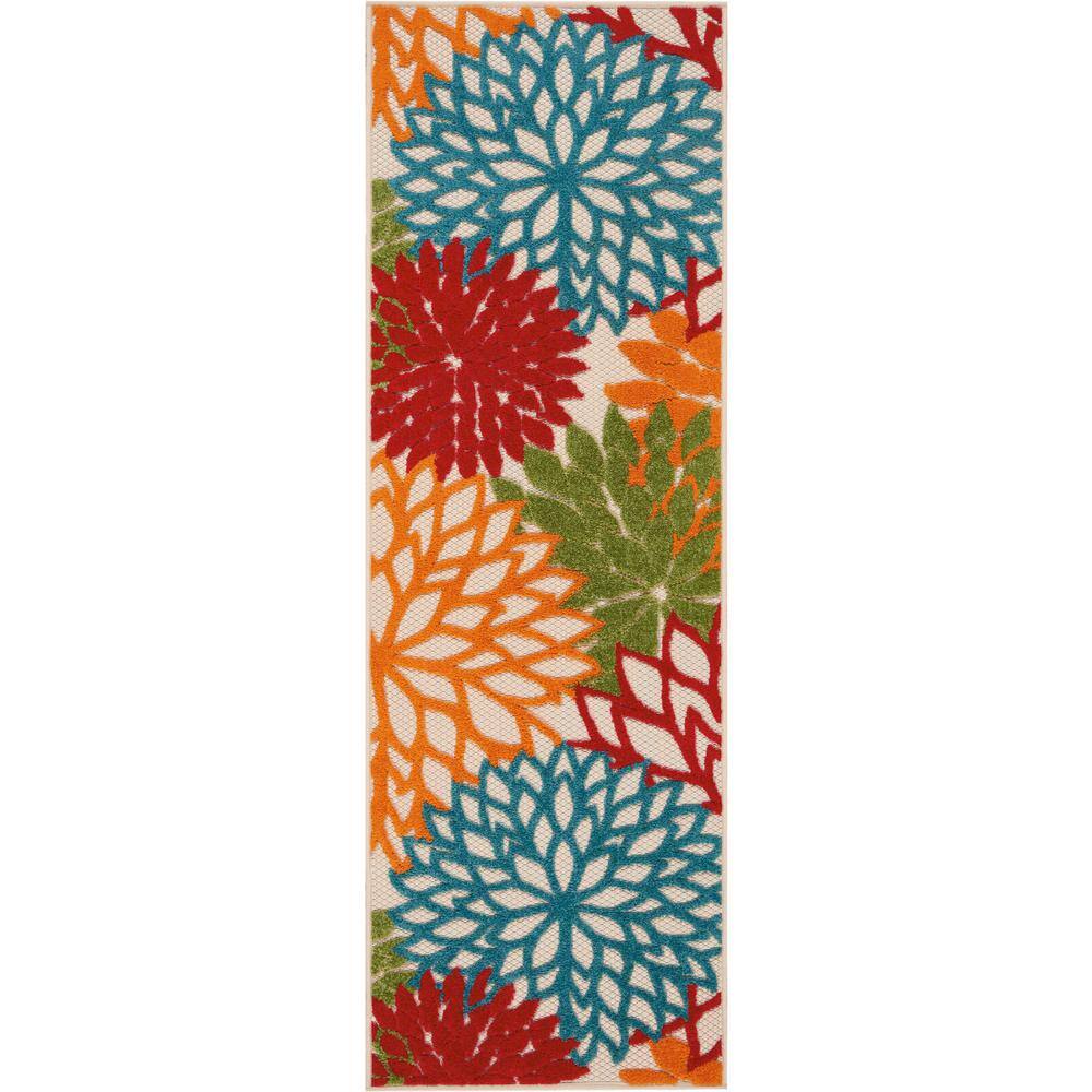 Nourison Aloha Green 2 ft. x 6 ft. Runner Floral Modern Indoor/Outdoor ...