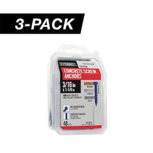 Everbilt 3-Pack 3/16 in. x 1-1/4 in. Hex-Head Concrete Screw Anchors ...