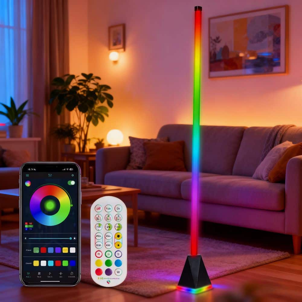 KOAOEIRS 48in. Black Dimmable RGB Color Changing Mood Light Standard ...
