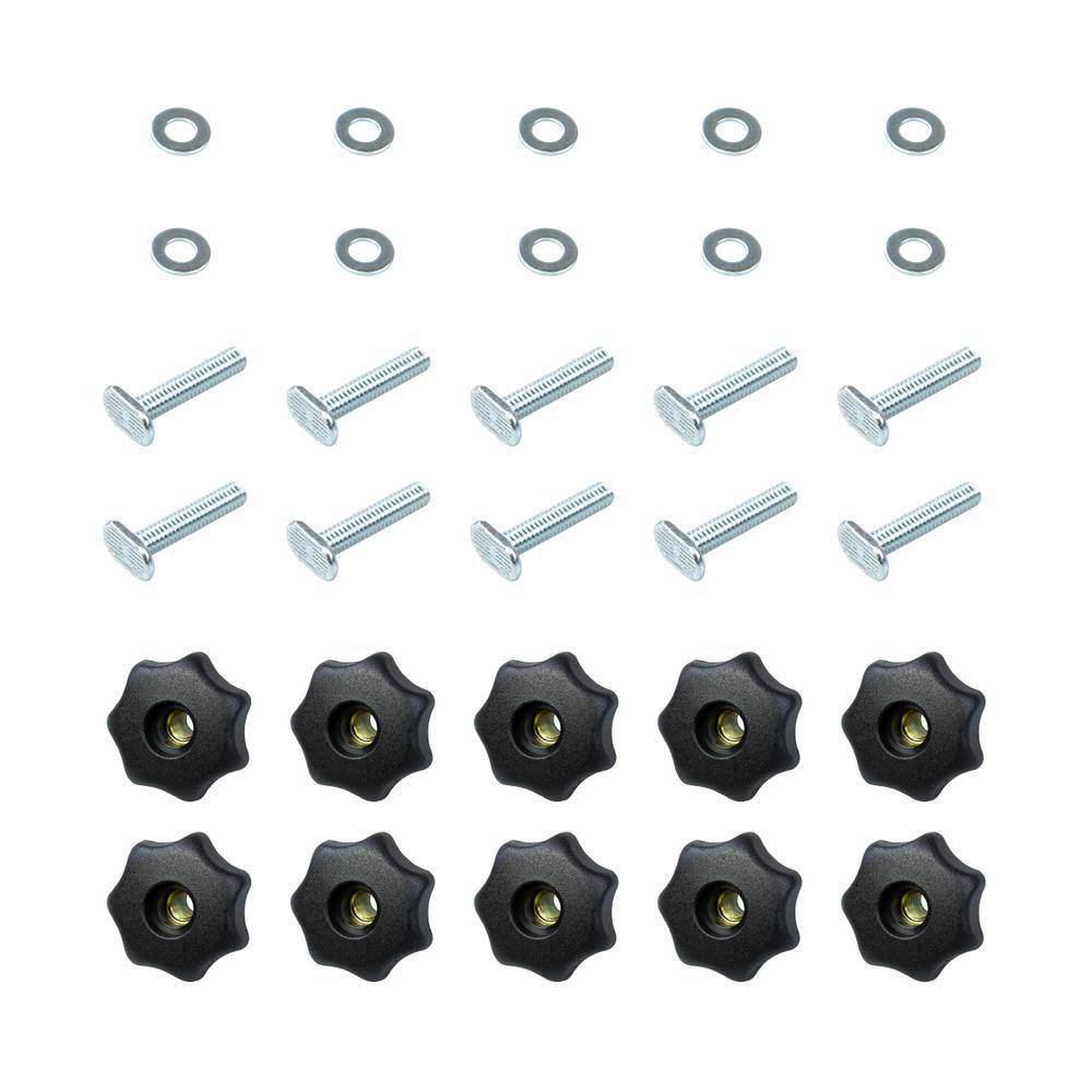 POWERTEC T-Track Knob Kit with 7 Star 5/16 in.-18 Threaded Knob, Bolts ...