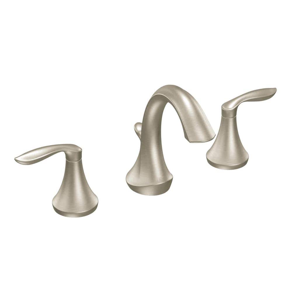 MOEN Eva 8 in. Widespread 2-Handle High-Arc Bathroom Faucet in Brushed ...