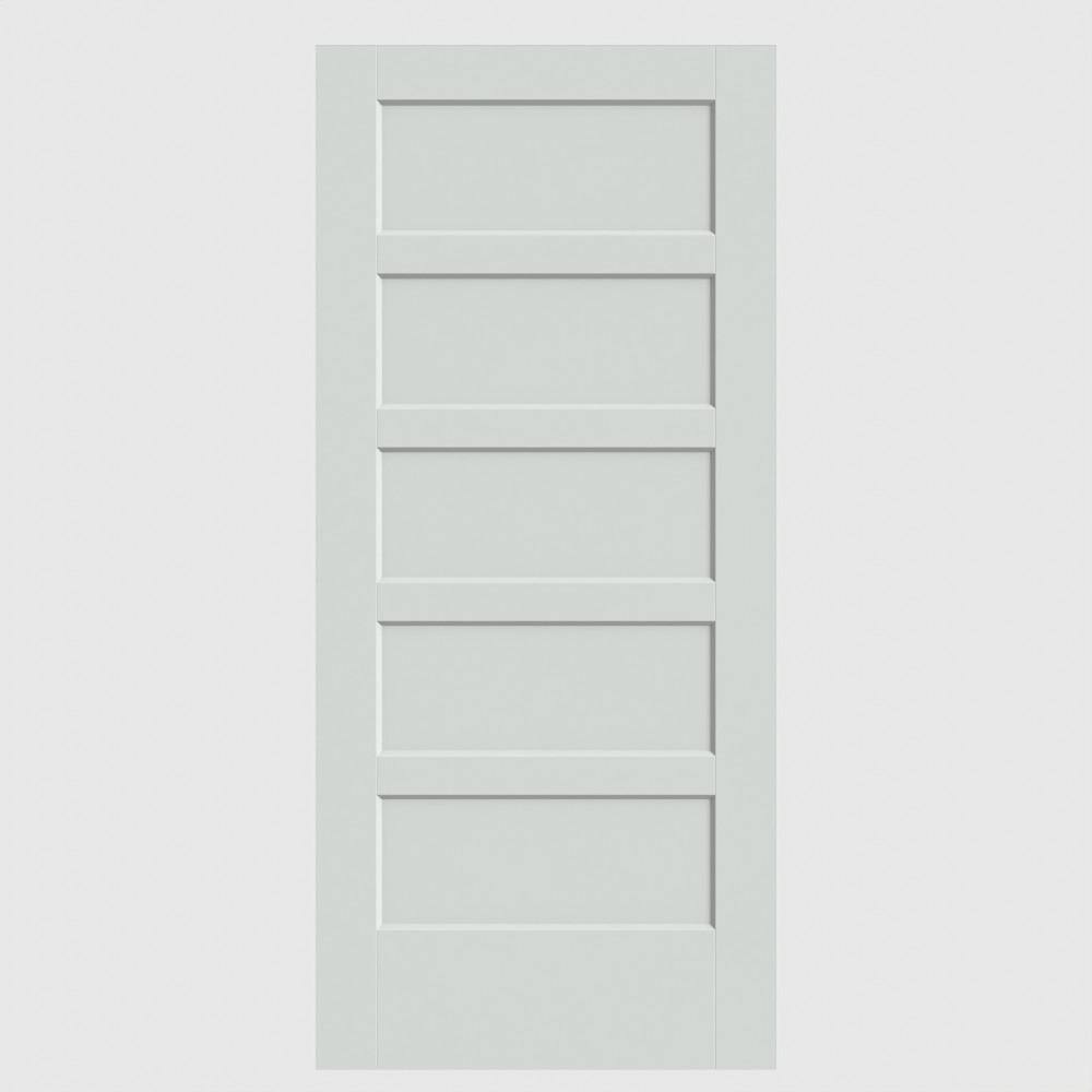 Masonite 36 in. x 80 in. 5-Panel Bayshore Single Bore Solid Core Primed ...