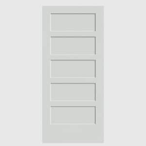 Masonite 28 in. x 80 in. 5-Panel Bayshore Single Bore Solid Core Primed ...
