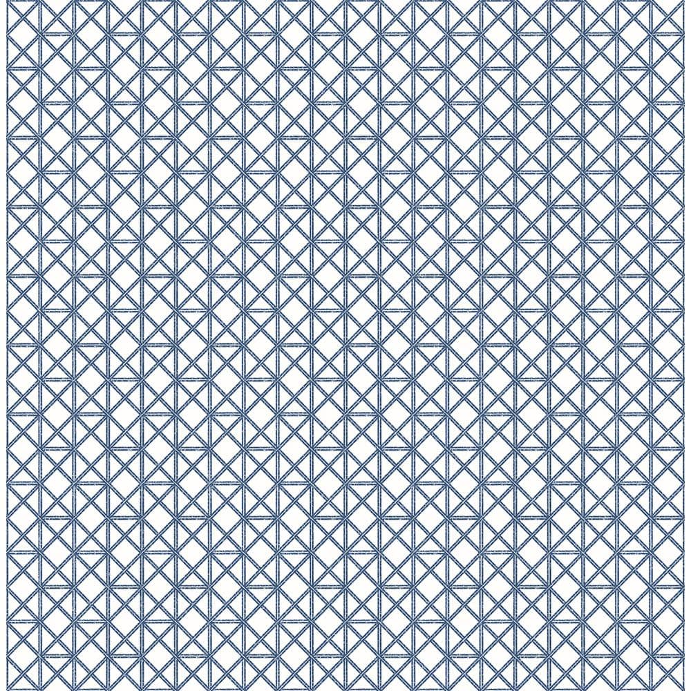 A-Street Prints Lisbeth Blue Geometric Lattice Blue Wallpaper Sample ...