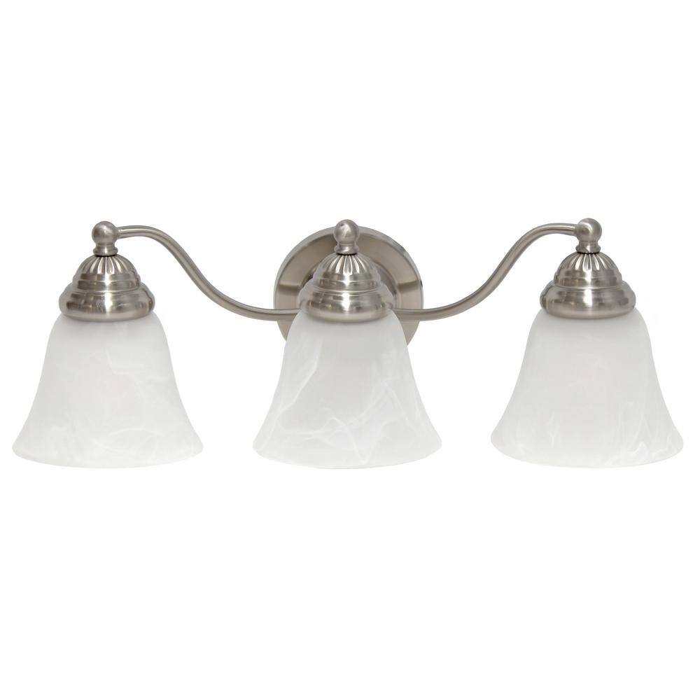 Simple Designs 19.25 in. 3-Light Brushed Nickel Classic Winding Metal ...