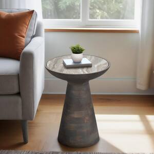 Reviews for Liv & Skye 16 in. Black Round Marble Top Ribbed Pedestal ...