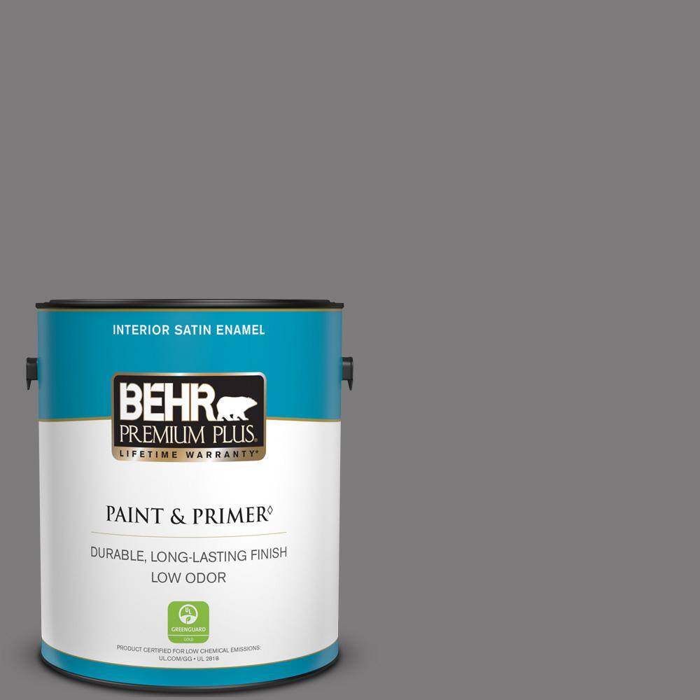 BEHR PREMIUM PLUS 1 gal. #BXC-58 Stormy Gray Satin Enamel Low Odor ...