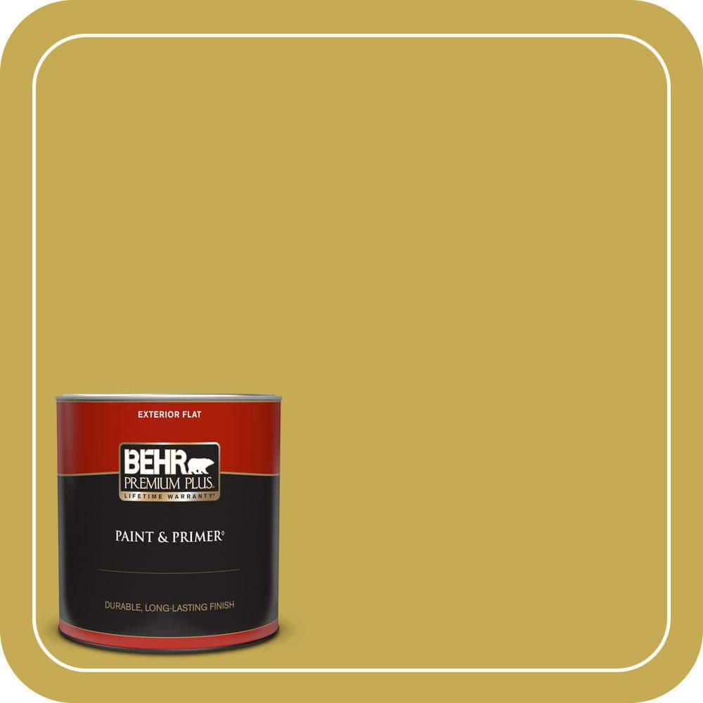 BEHR PREMIUM PLUS 1 qt. #380D-6 Leapfrog Flat Exterior Paint & Primer ...