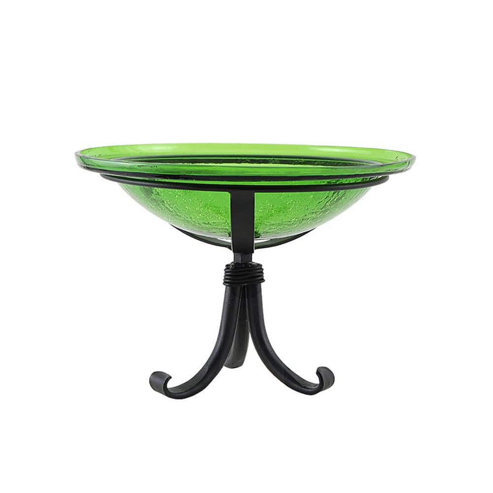 Achla Designs Reflective Crackle Glass Birdbath Bowl With Tripod Stand ...
